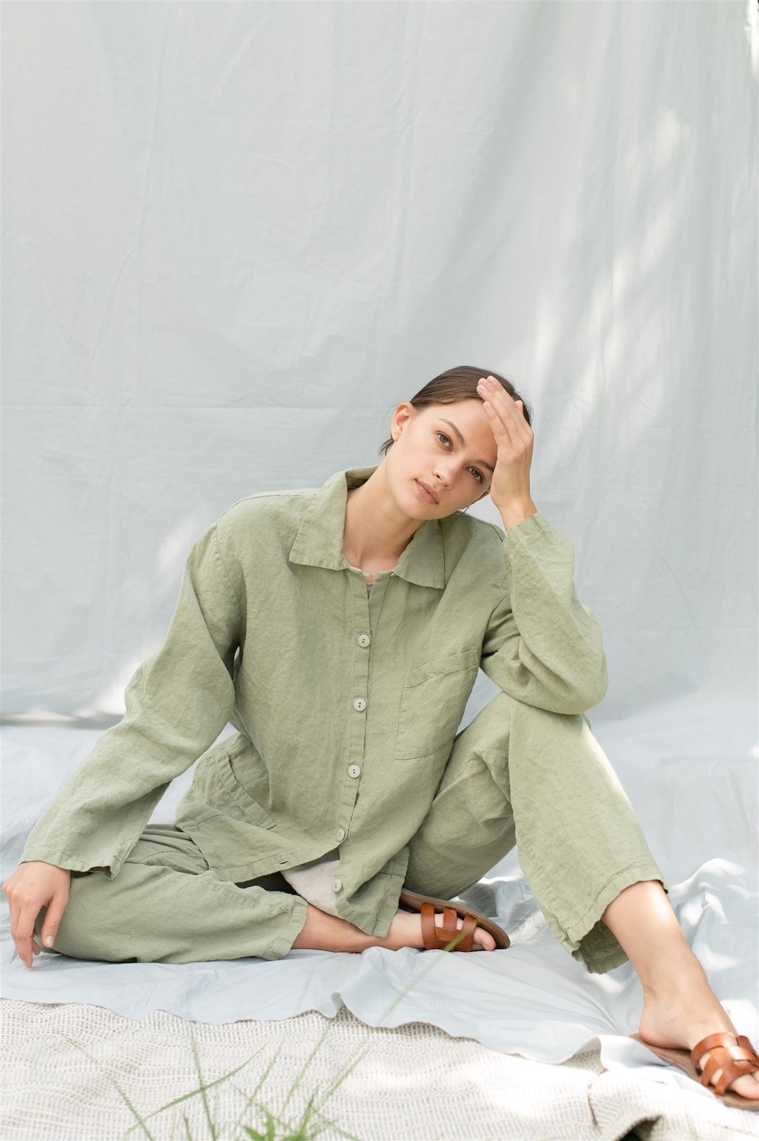 Linen Pajama Set JANE , Linen Sleepwear, Linen Pajamas , Linen ...