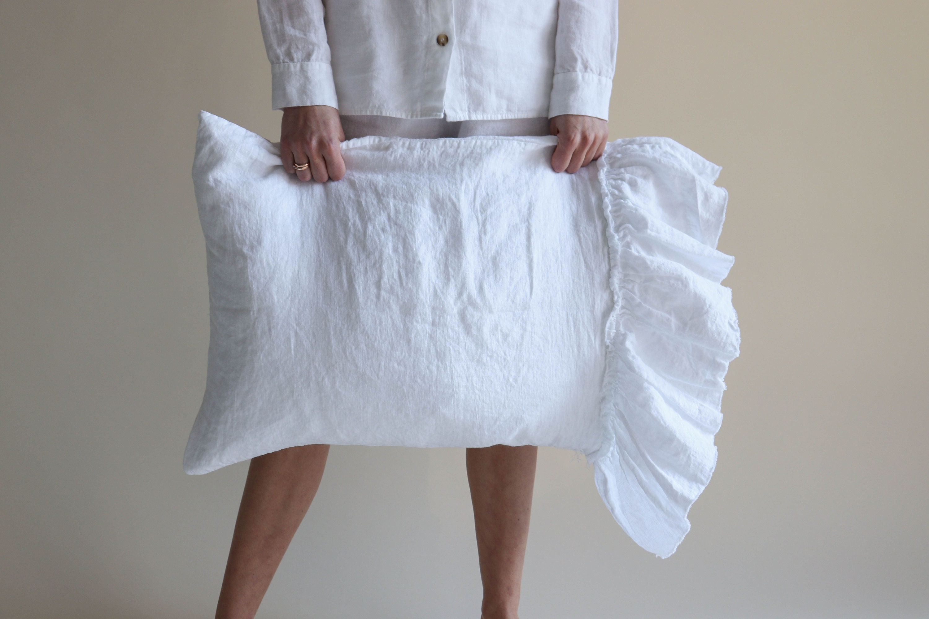 Linen Pillow Case | Ruffled Pillow Covers | Side Ruffle Shams ...
