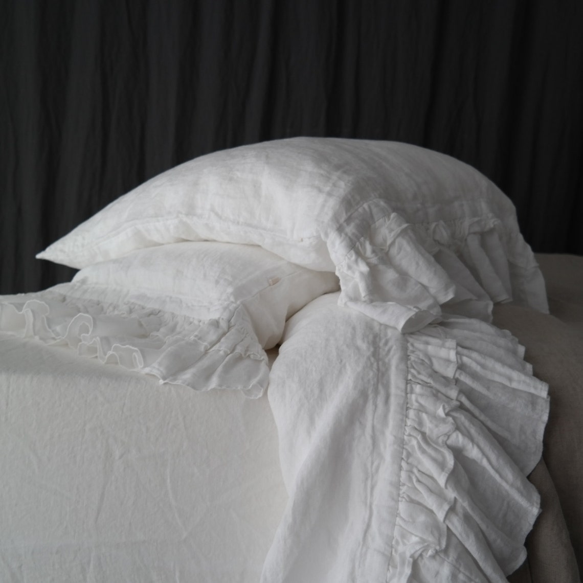 Linen Pillowcase With Ruffles Standard Queen King Euro - Etsy