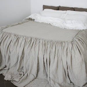 LINEN COVERLET Dust Ruffle .ruffled Linen Bedspread, Dust Ruffle ...