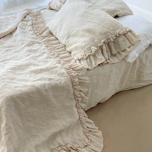 LINEN SHEET , Bed Sheets , Ruffled Linen Bed Covers by Mooshop - Etsy