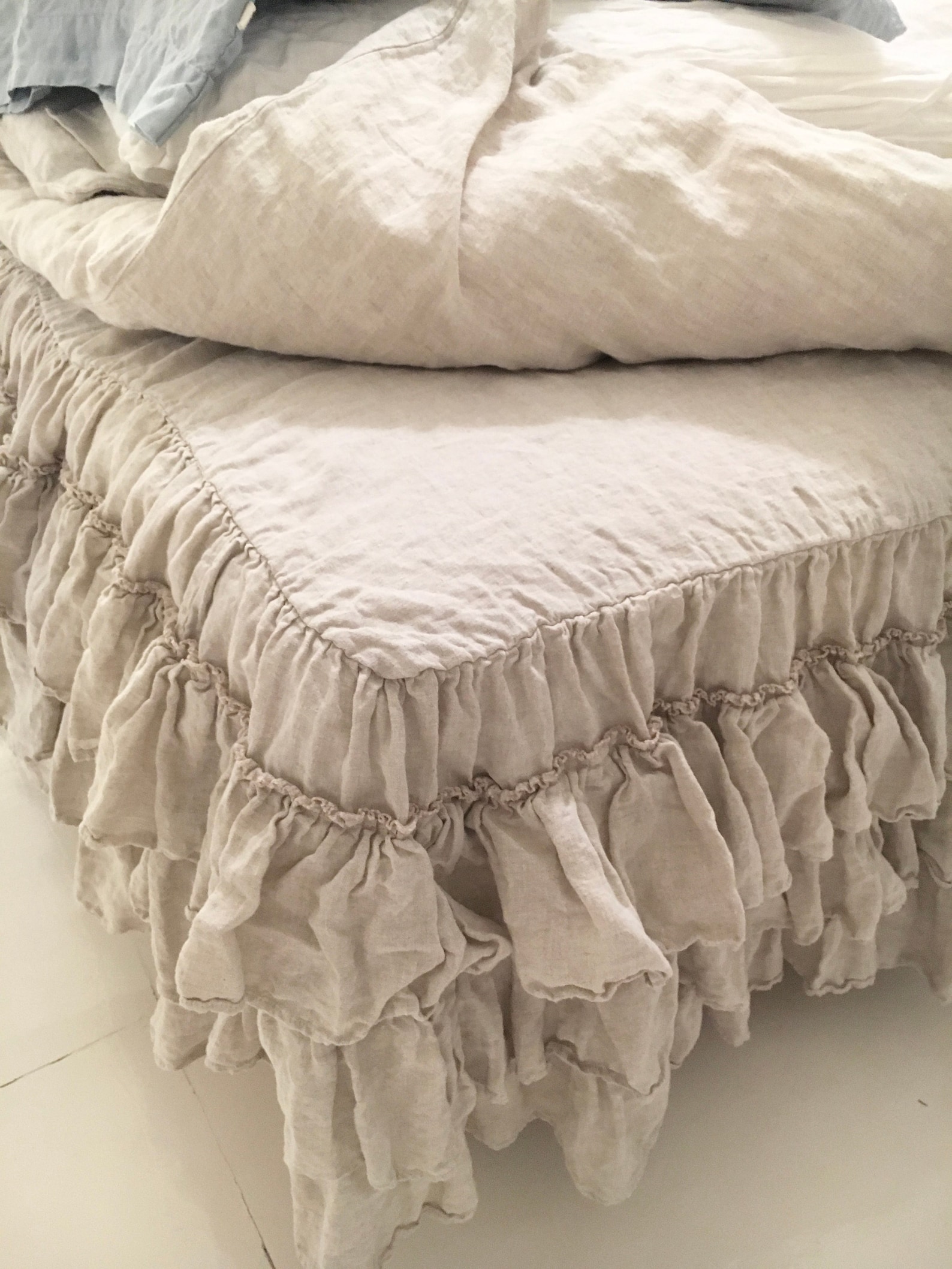 LINEN BED SKIRT Dust Ruffle. Linen Bedskirt. Mooshop - Etsy