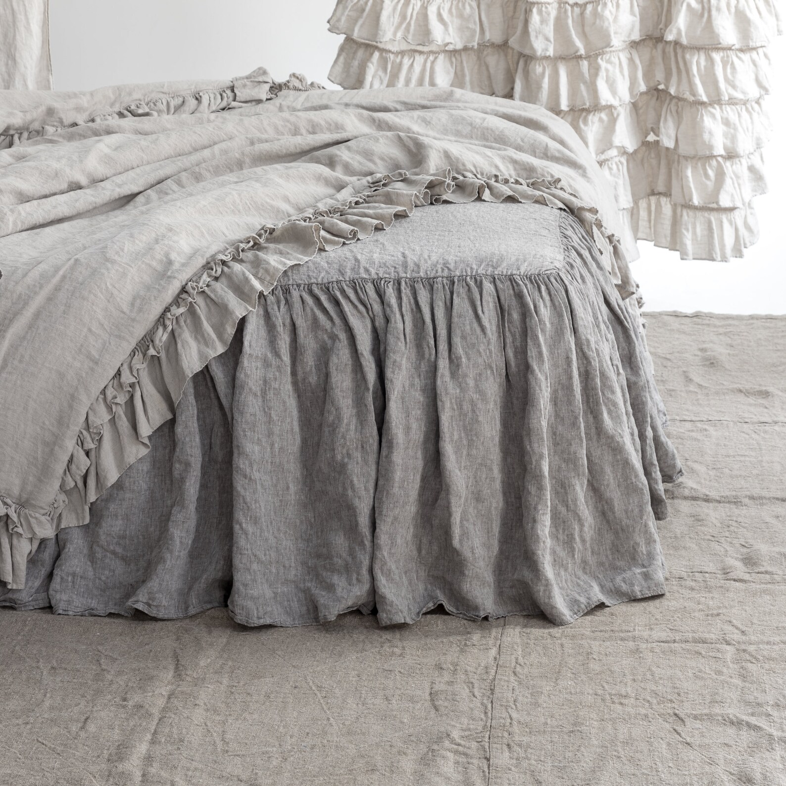 LINEN BED SKIRT Dust Ruffle. Linen Bedskirt. Made by - Etsy