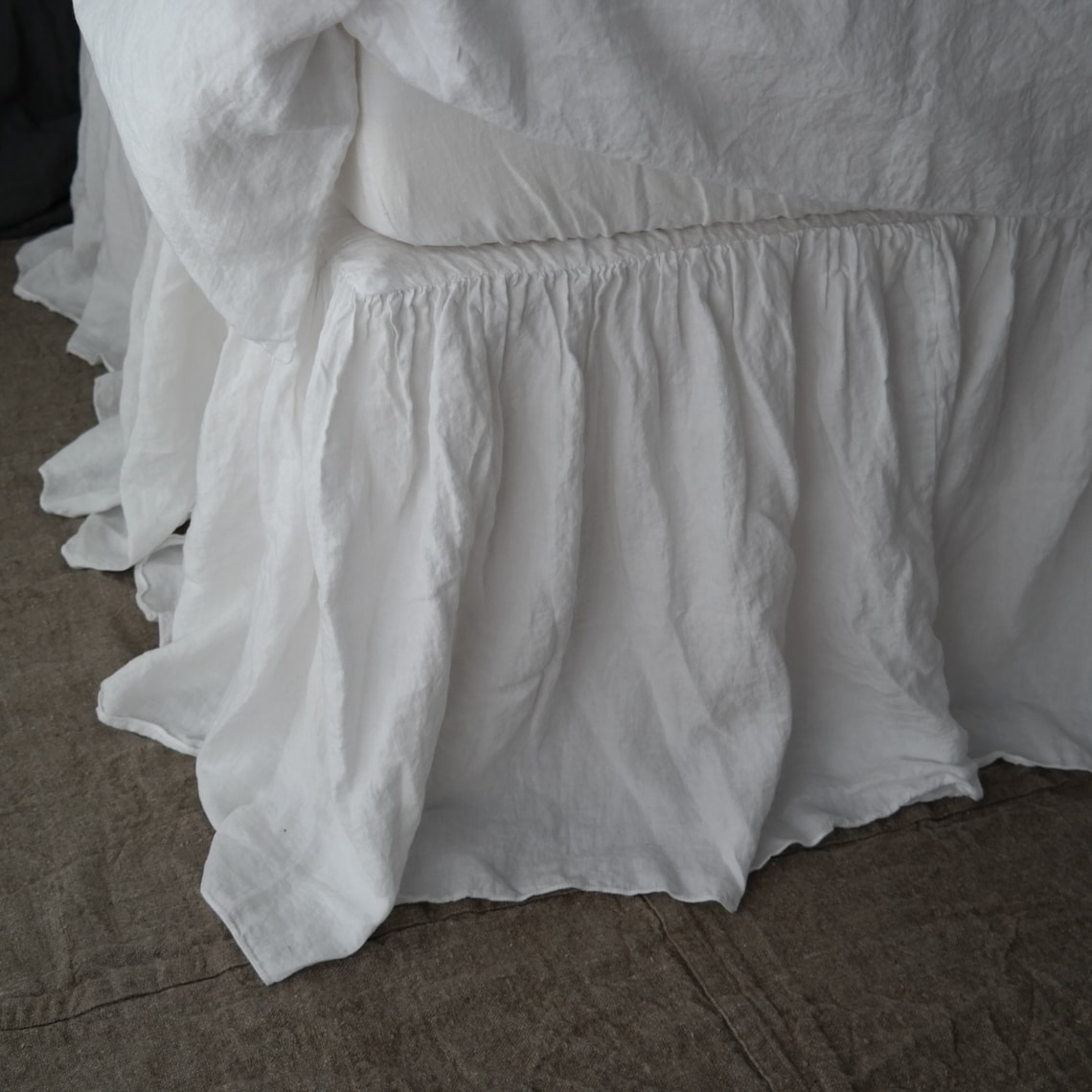 LINEN BED SKIRT Dust Ruffle. Linen Bedskirt. Made by - Etsy