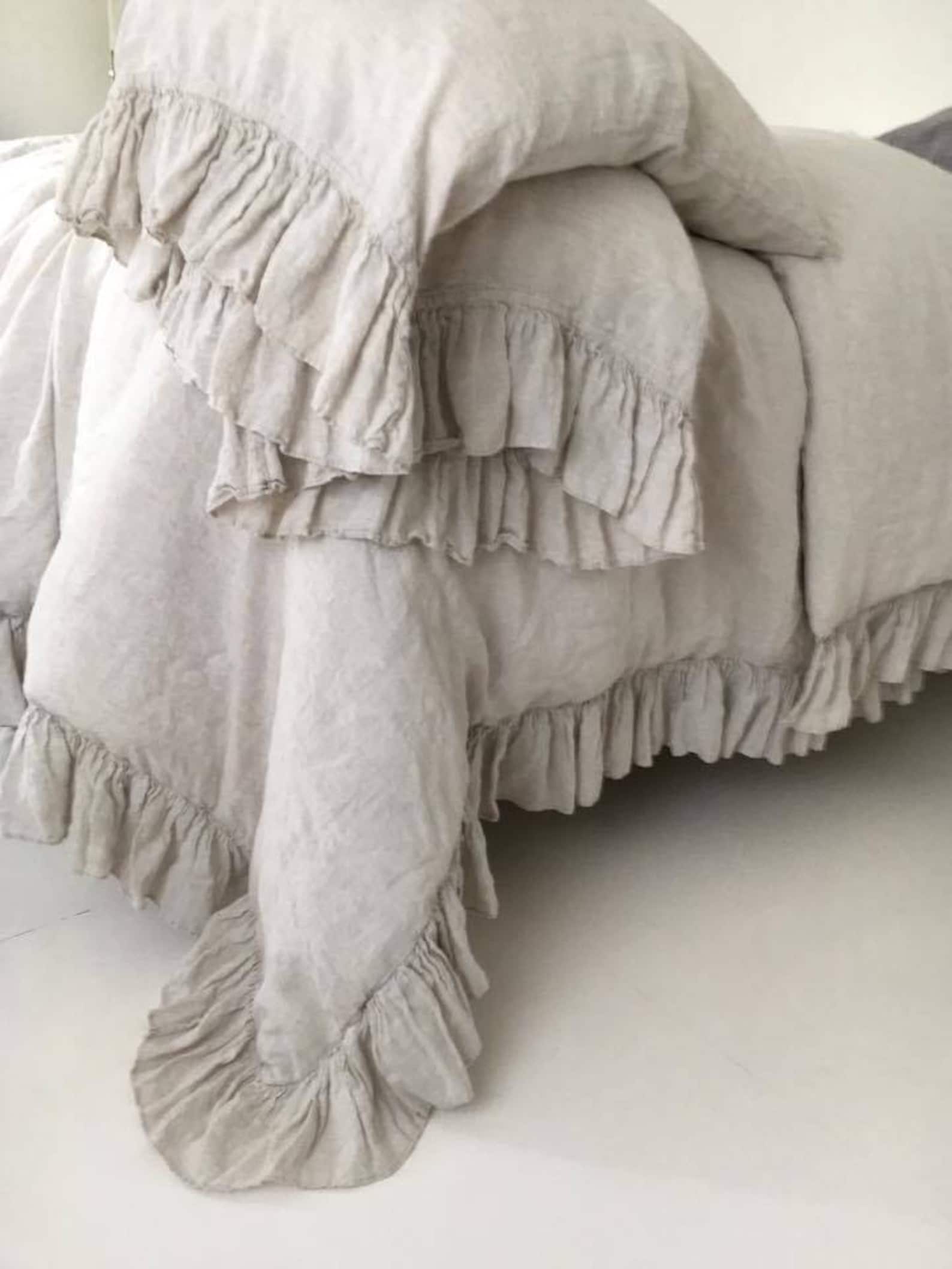 Linen Pillowcase With Ruffles Standard Queen King Euro | Etsy