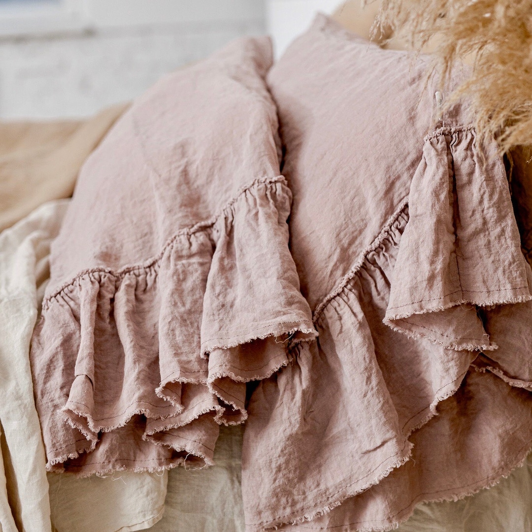 Linen Pillow Case | Ruffled Pillow Covers | Side Ruffle Shams ...