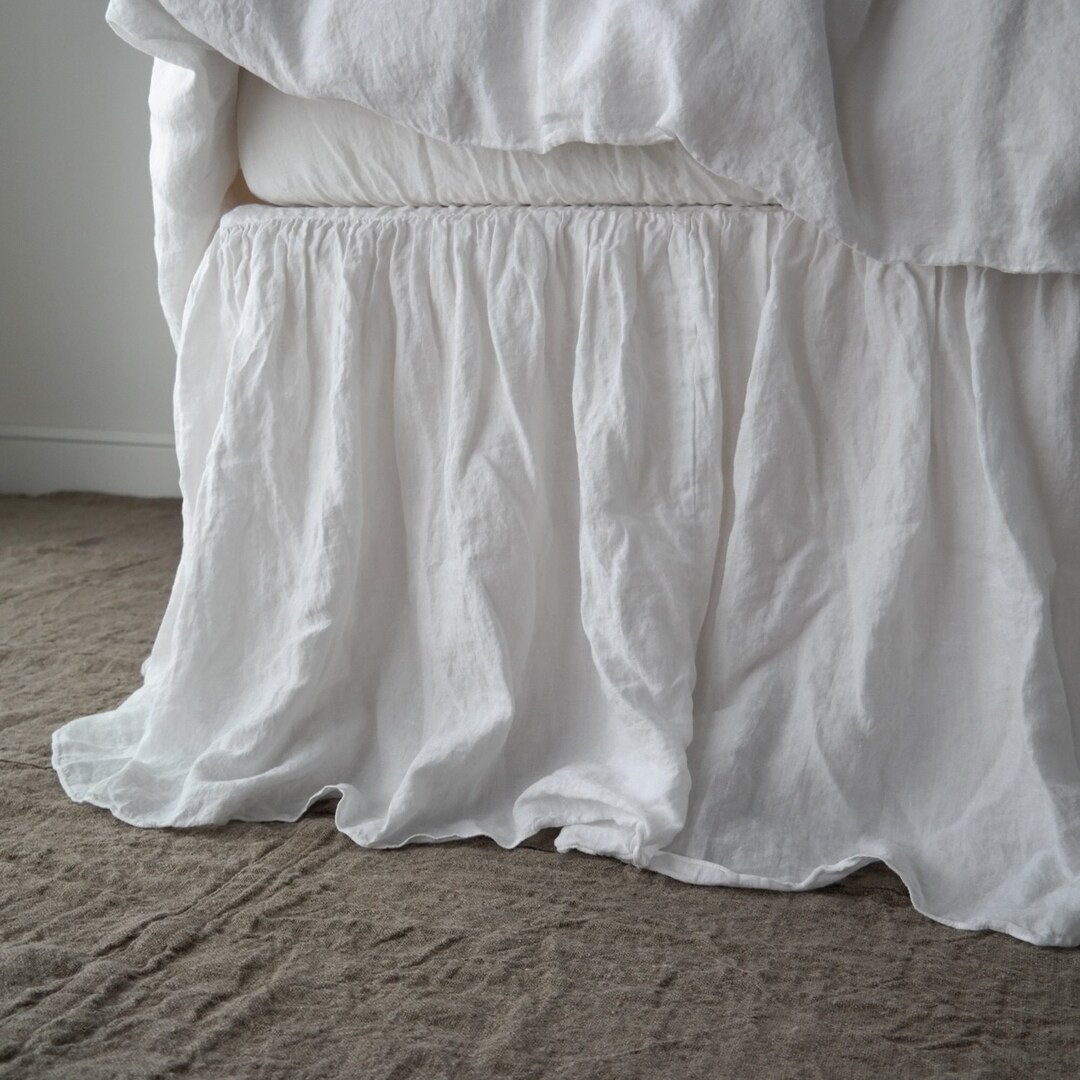 LINEN BED SKIRT Dust Ruffle. Linen Bedskirt. Handmade by - Etsy
