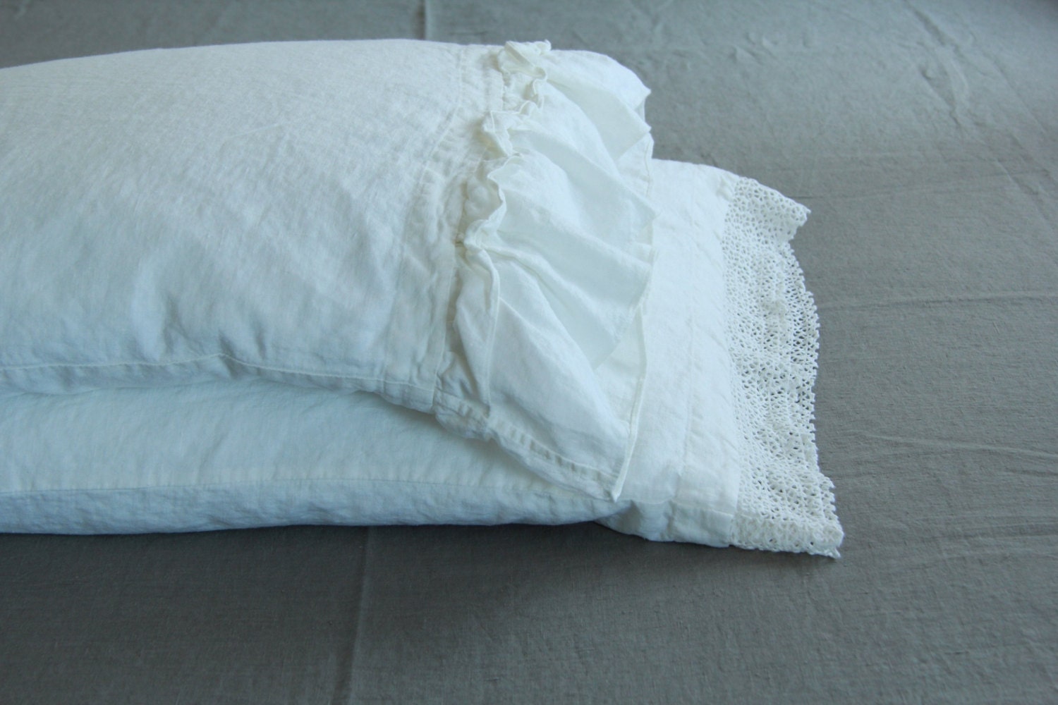 Linen Pillowcase With Ruffles Standard Queen King Euro | Etsy