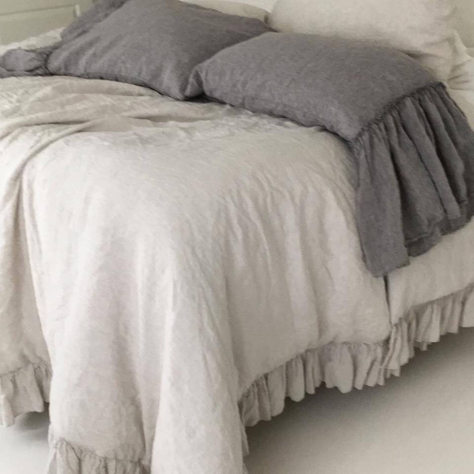 Linen Pillowcase With Ruffles Standard Queen King Body - Etsy Canada