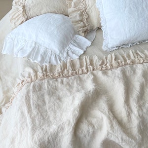 LINEN SHEET , Bed Sheets , Ruffled Linen Bed Covers by Mooshop - Etsy