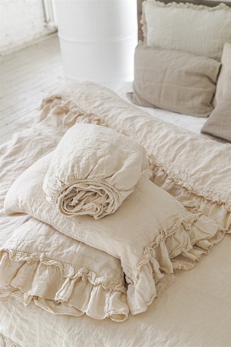 Linen Pillowcase With Ruffles Standard Queen King Euro - Etsy