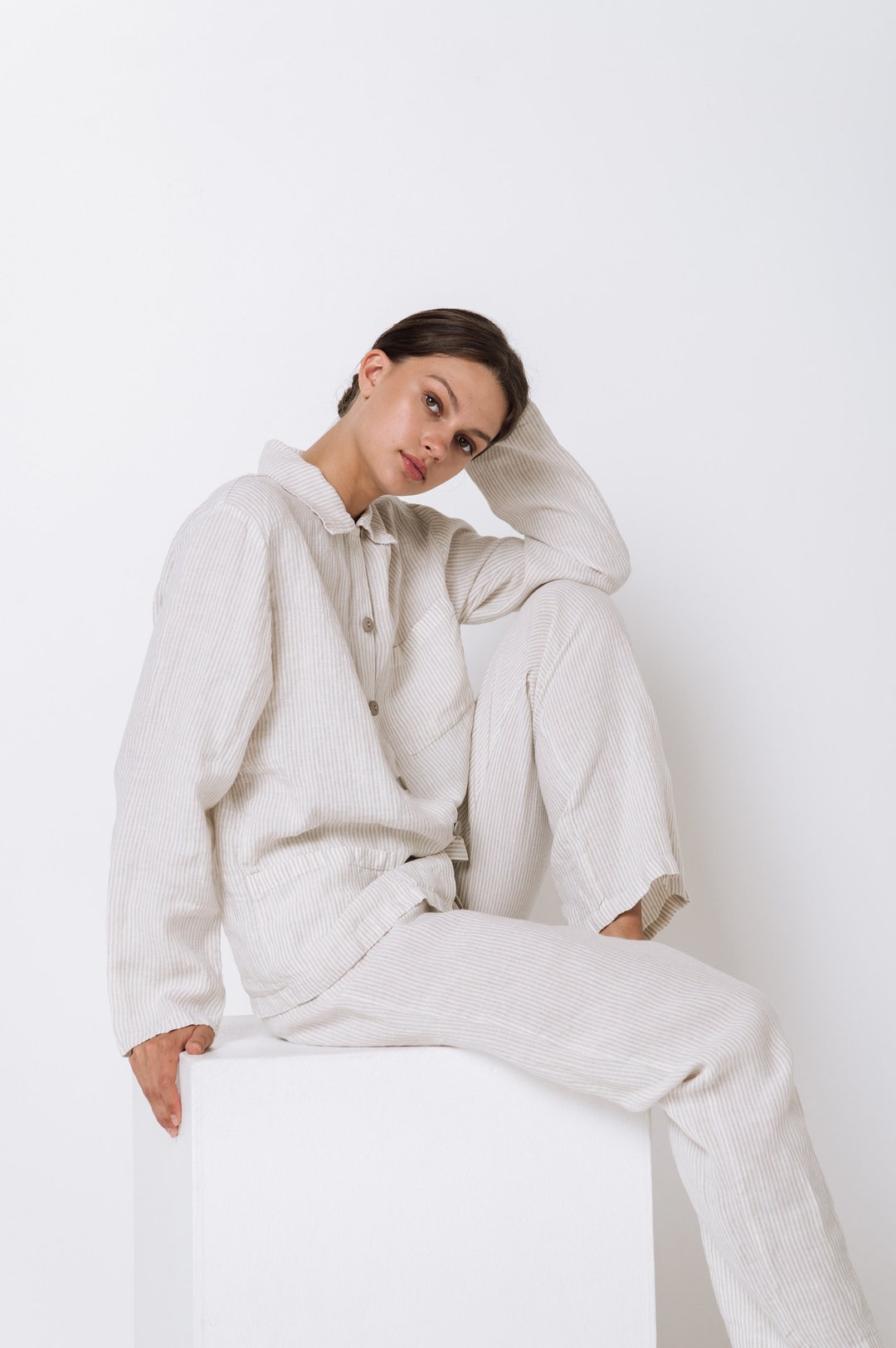 Linen Pajama Set JANE , Linen Sleepwear, Linen Pajamas , Linen ...