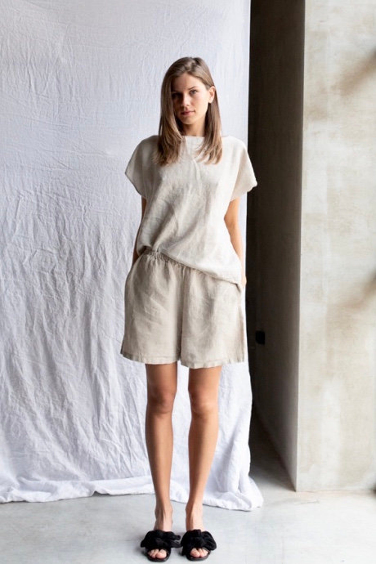 Linen Top SUMMER. Linen Shorts . Linen Pajama Set. - Etsy