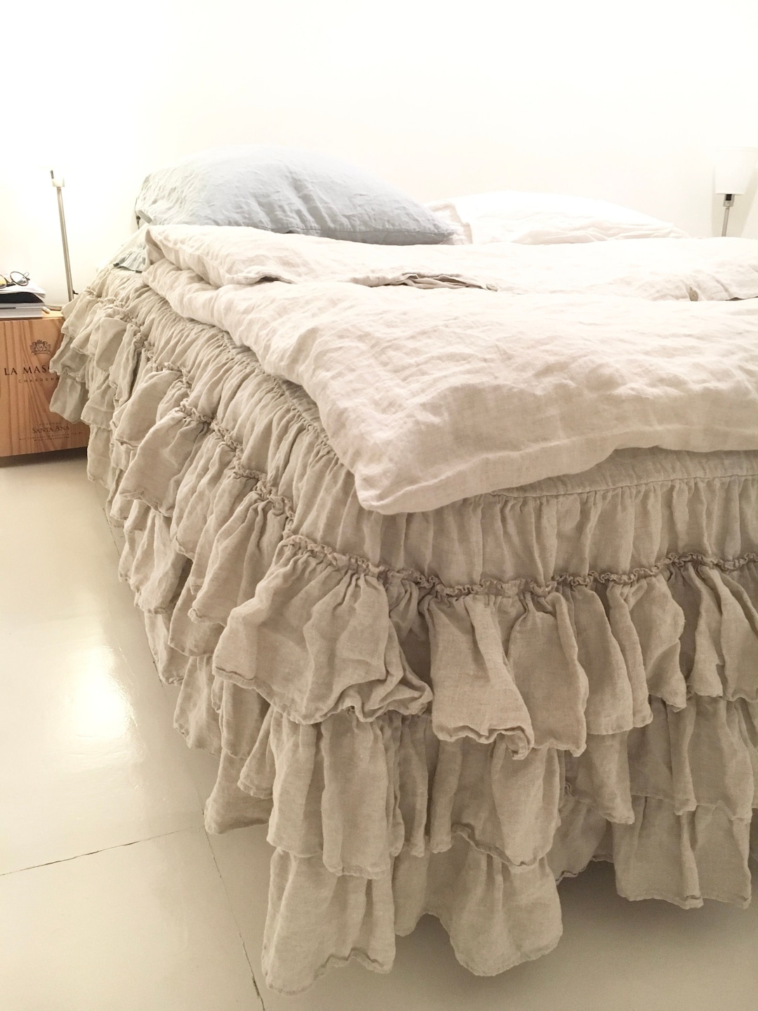 LINEN BED SKIRT Dust Ruffle. Linen Bedskirt. Mooshop - Etsy
