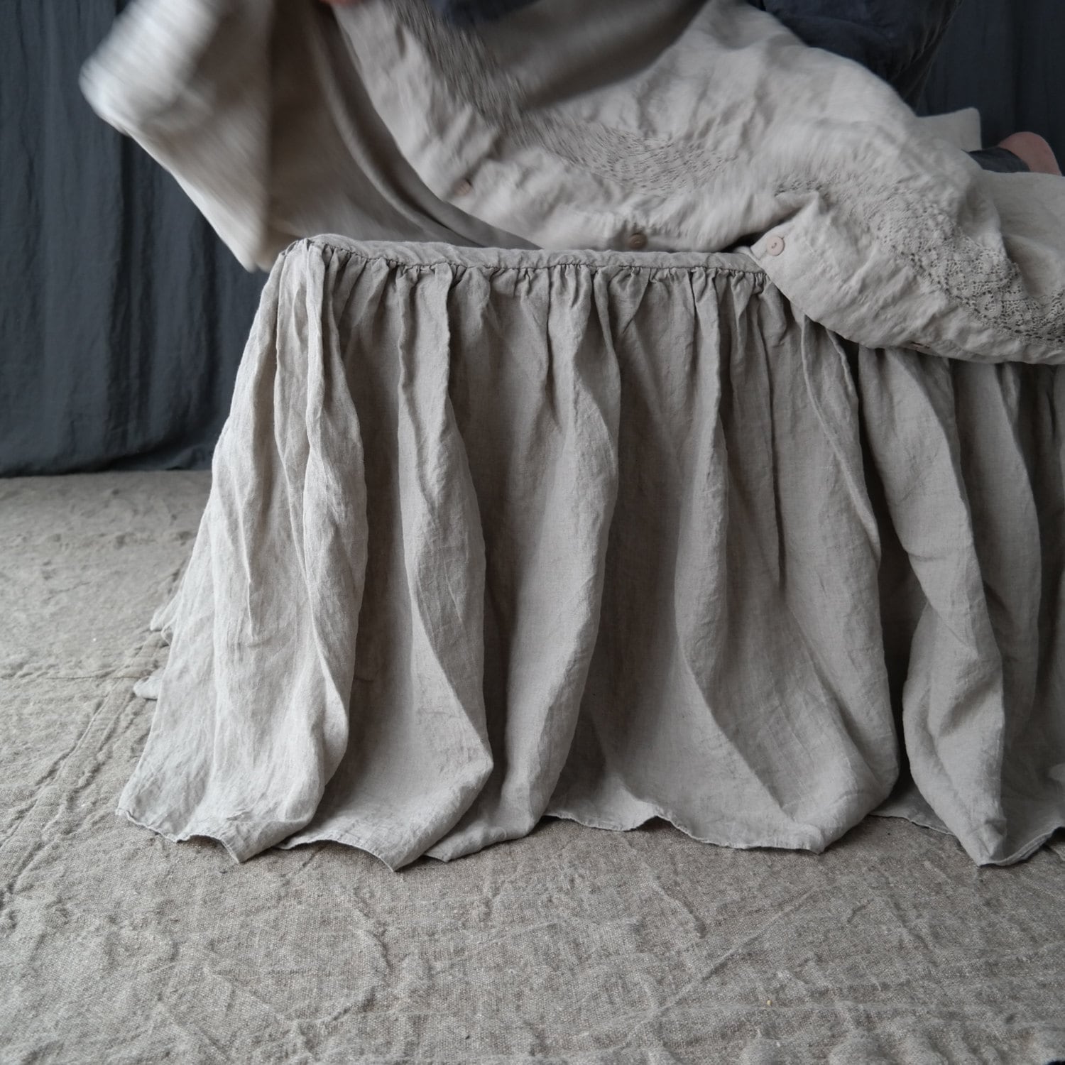 LINEN BED SKIRT Dust Ruffle. Linen Bedskirt. Handmade by | Etsy