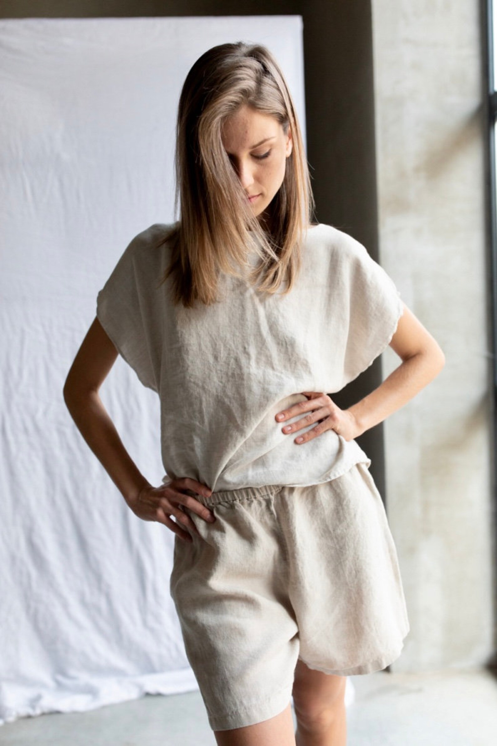 Linen Top SUMMER. Linen Shorts . Linen Pajama Set. - Etsy