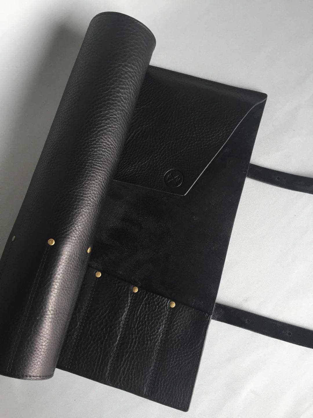 Black Leather Knife Roll, Leather Knife Case, Premium Leather Knife ...