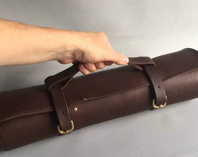 Leather Knife Roll Brown Leather Knife Case Large Leather - Etsy