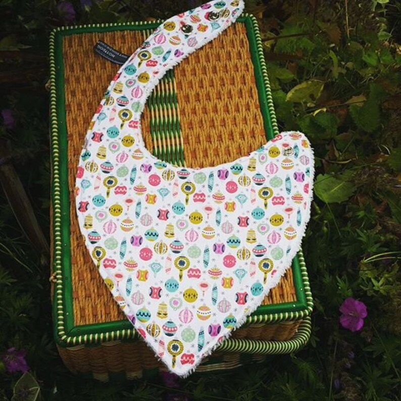 Handmade Baby Dribble Bib, Christmas Baubles, Cotton, Very Soft Backing ...