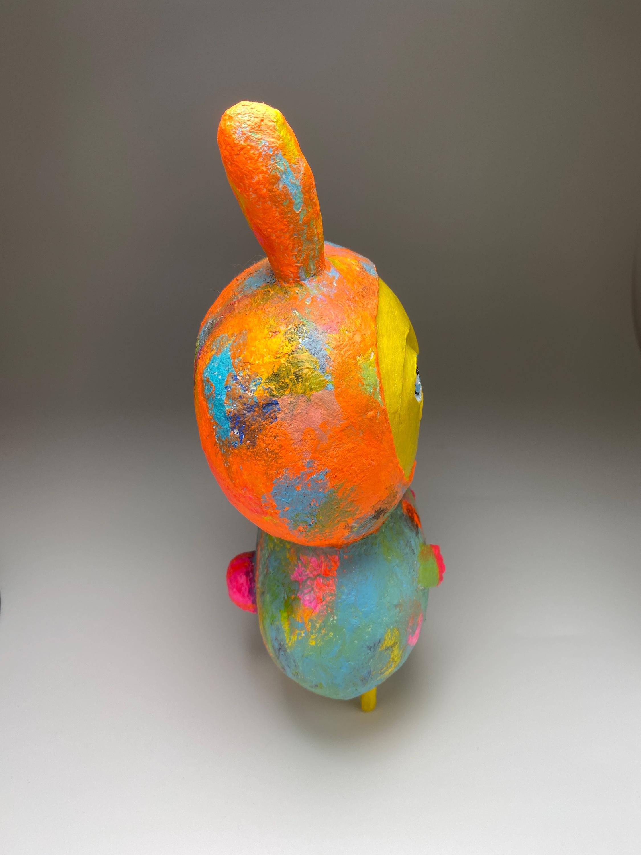 Handmade Paper Mache Colorful Happy Rabbit Sculpture, Original Design ...