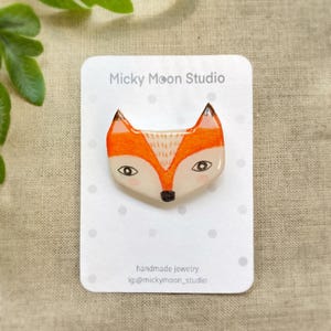 Handmade Fox Clay Pin, Hand Painted Clay Pin, Illustrated Pin, Unique ...