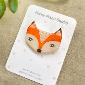 Handmade Fox Clay Pin, Hand Painted Clay Pin, Illustrated Pin, Unique ...