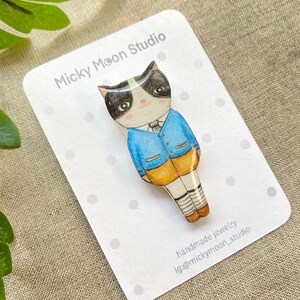 Cute Cat - Hand Painted Clay Pin, Handmade Pin, Original Design, Unique ...