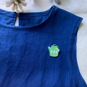 Handmade Green Teapot Clay Pin - Hand Painted Clay Pin, Retro Lover ...