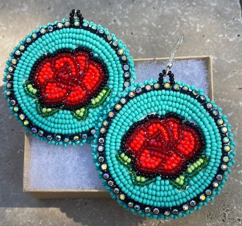 Shoshone Roses Turquoise Beaded Rose Native American | Etsy