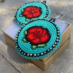 Shoshone Roses, Turquoise, Beaded Rose, Native American Beadwork ...