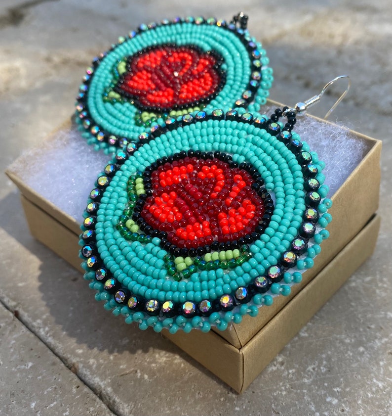 Shoshone Roses, Turquoise, Beaded Rose, Native American Beadwork ...