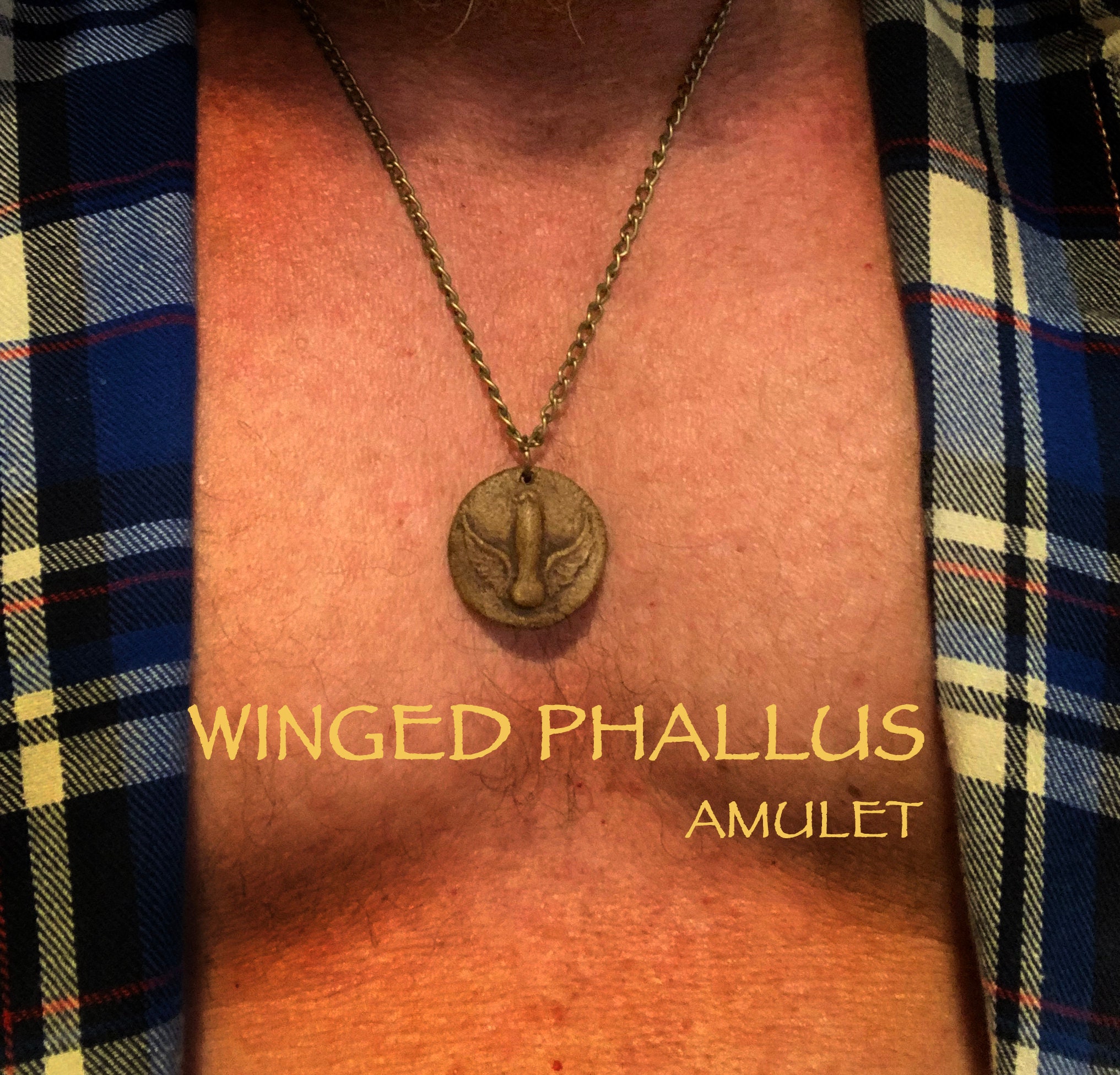 Winged Phallus Amulet Chain Necklace - Etsy