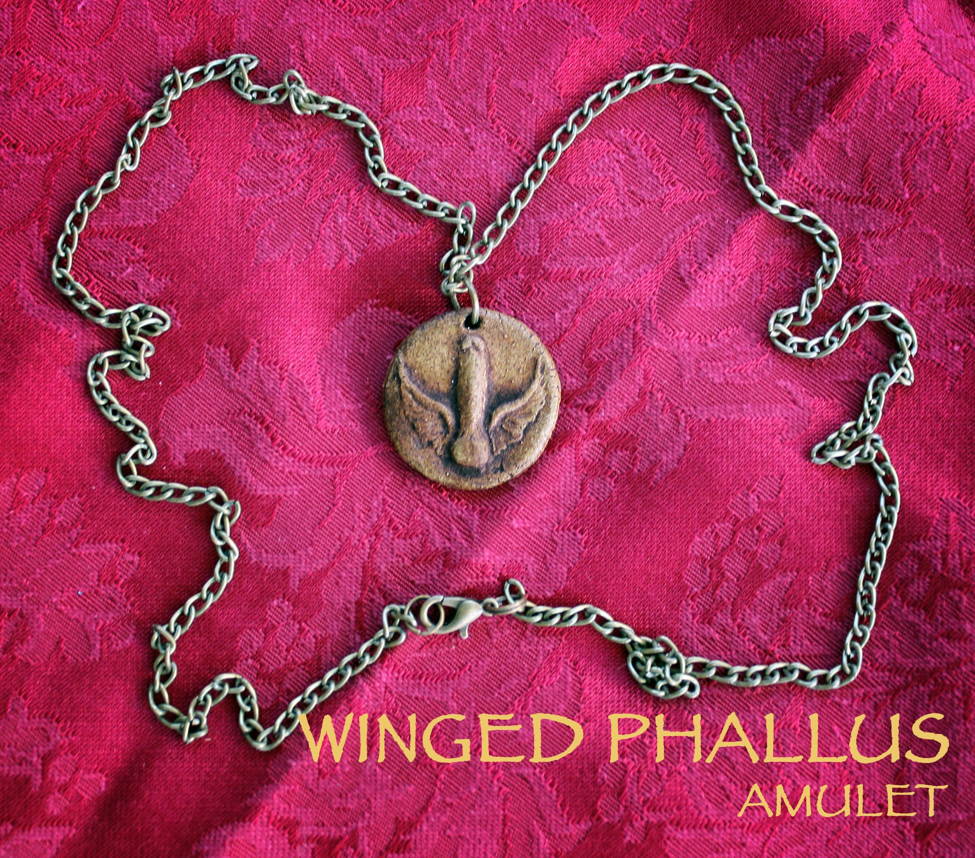 Winged Phallus Amulet Chain Necklace - Etsy