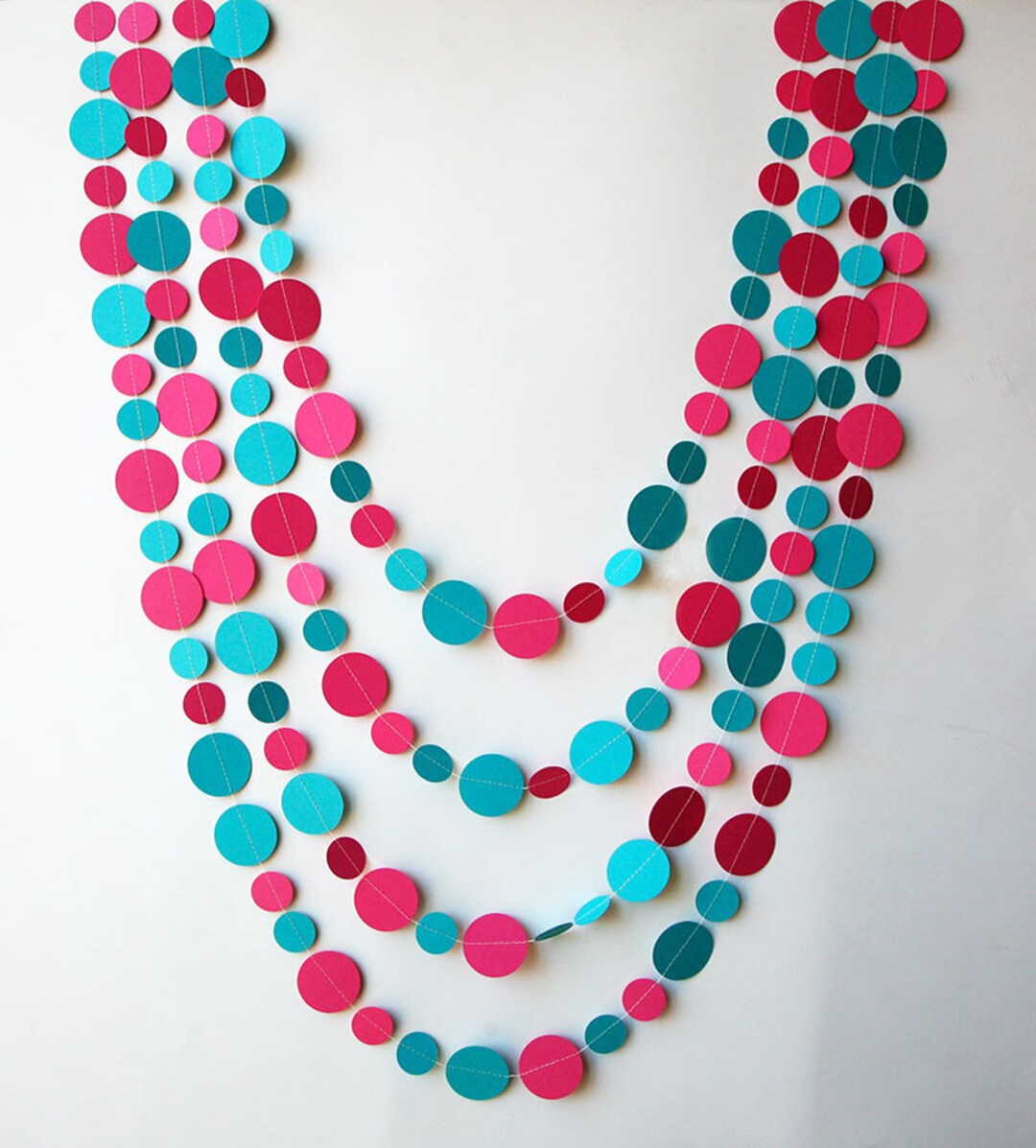 Teal & Hot Pink Garland, Spring Decor, Wedding Decor, Paper Garland ...