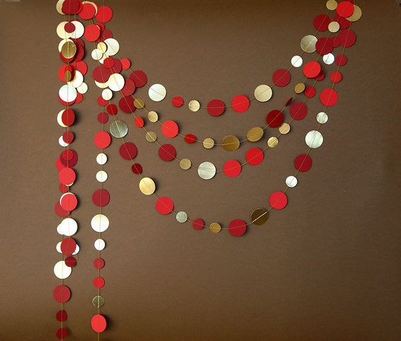 Gold red garland, Gold garland, Red wedding bunting decoration ...