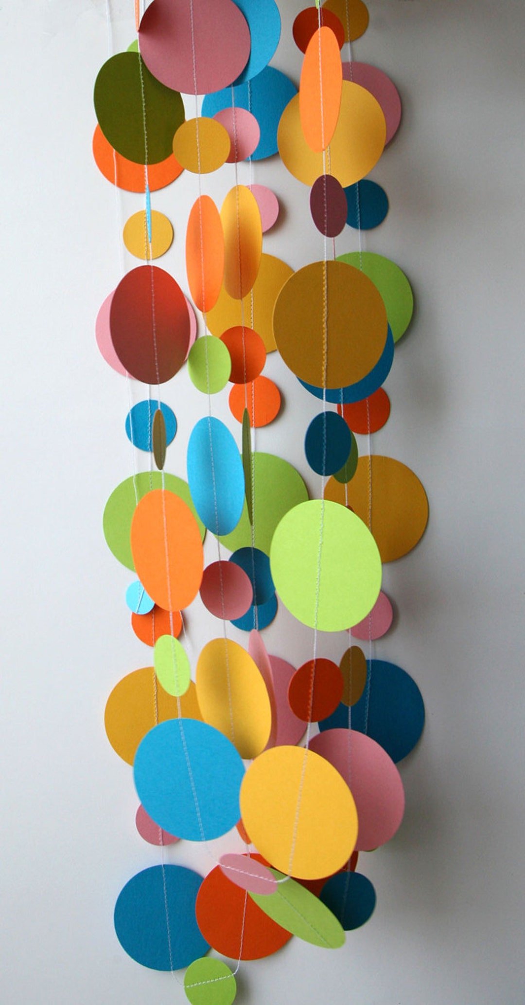 Paper Garland, Multicolored Circles Garland, Easter Garland, Birthday ...