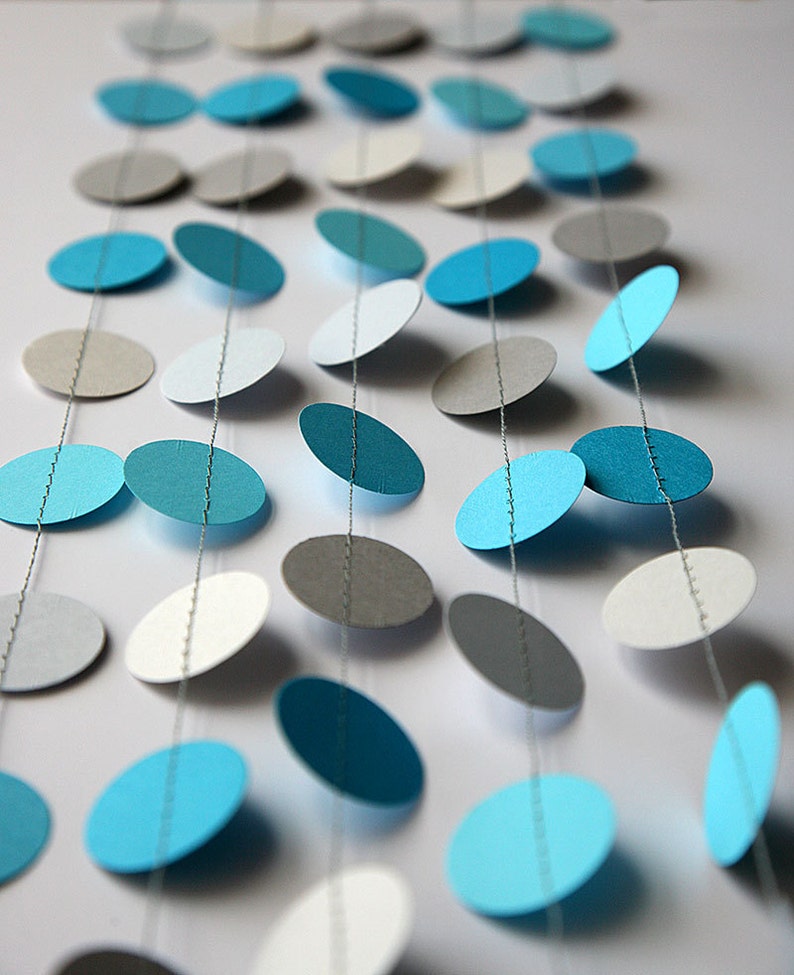 Wedding circle garland Blue gray turquoise garland Paper | Etsy