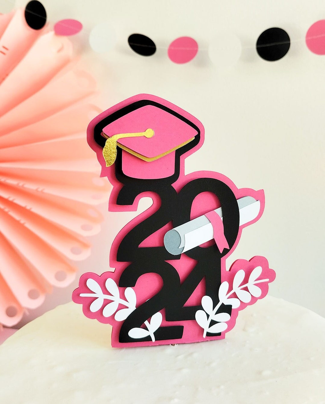 Pink Graduation Cake Topper, Personalizable Graduation Cake Topper ...