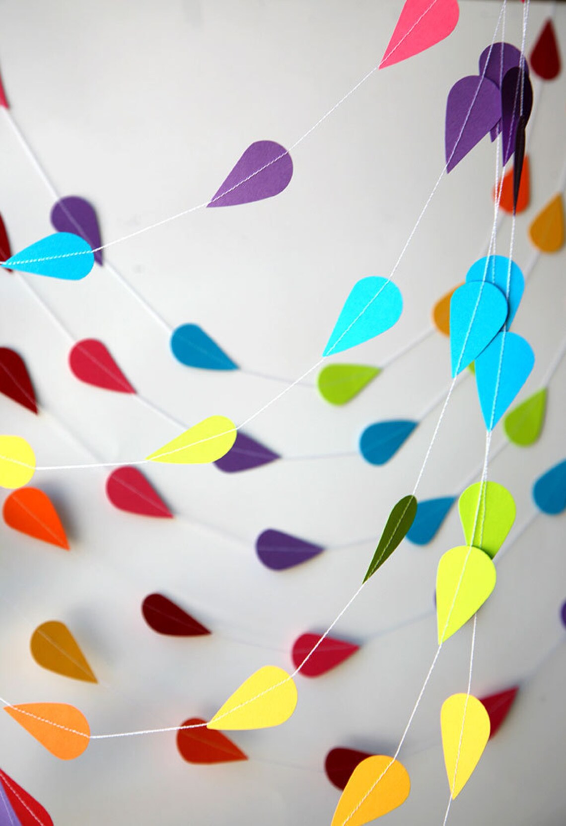 Rainbow Raindrop Garland Paper Raindrops Raindrop Paper | Etsy