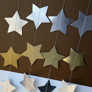 Silver Gold Garland, Gold Star Garland, Silver Star Garland, Metallic ...