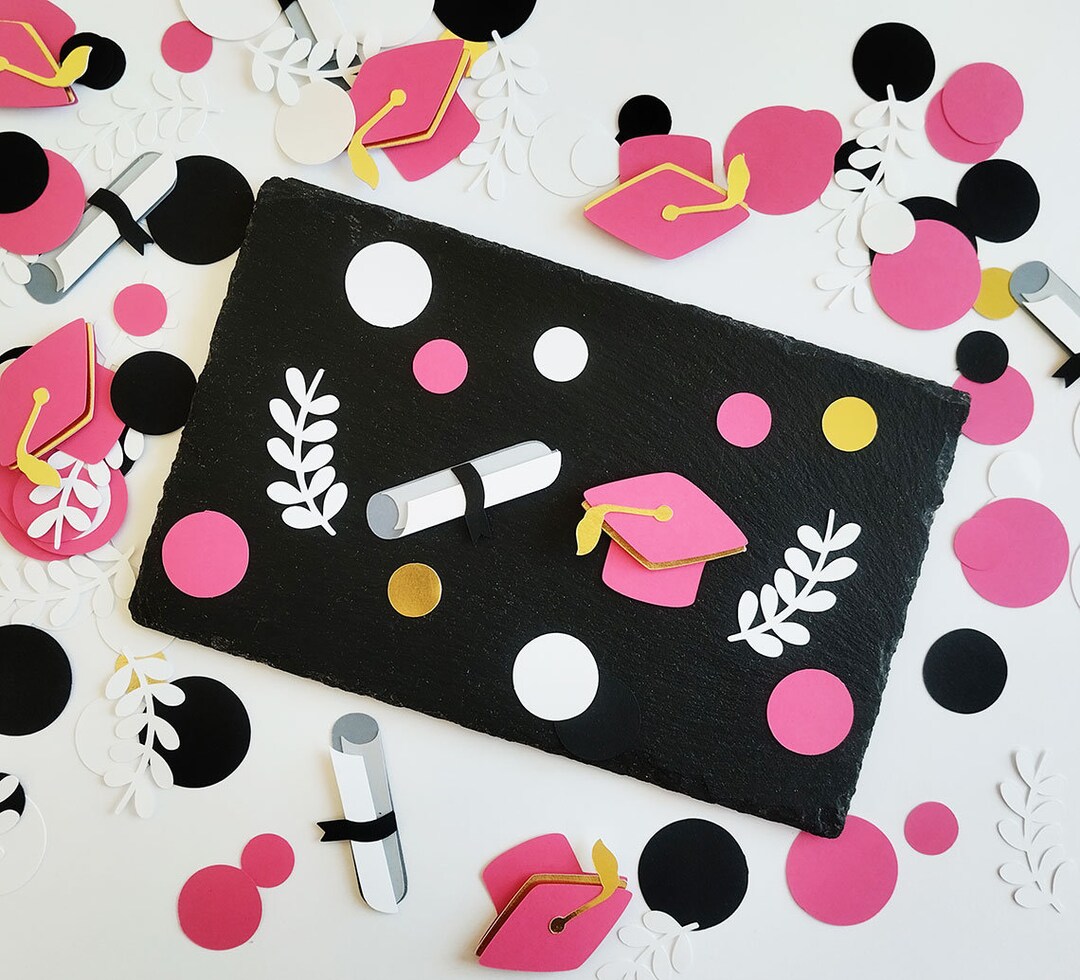 Pink Graduation Party Confetti, Graduation Cap Diploma Confetti ...