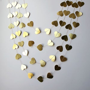 Gold Heart Garland, Valentines Day Decor, Valentines Garland, Heart ...