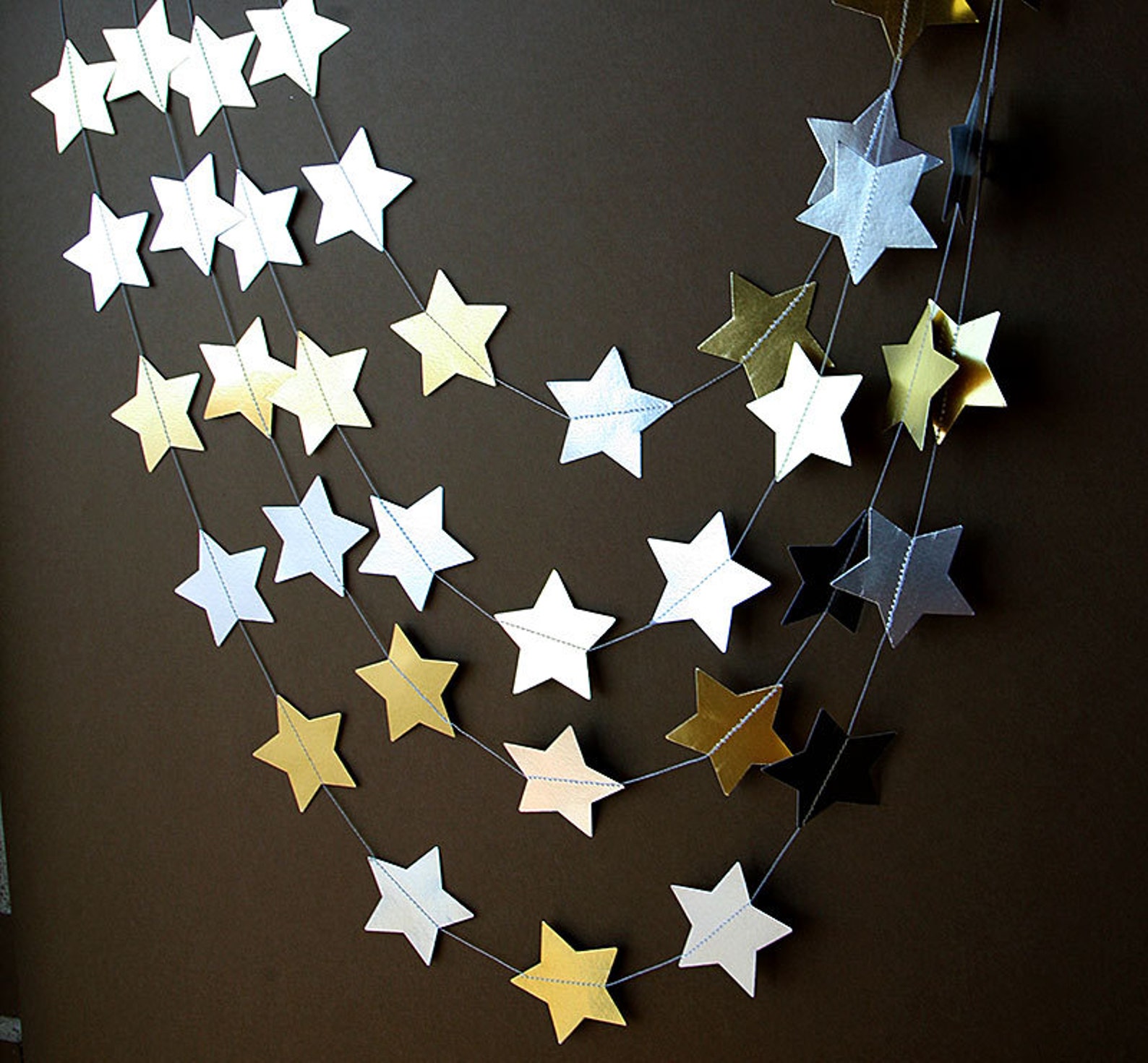 Gold & Silver Garland Gold Star Garland Silver Star Garland | Etsy