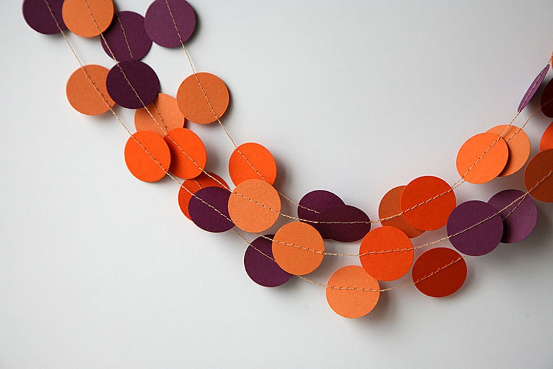Radiant Orchid Violet Purple Orange Garland Paper Garland Dots Garland ...
