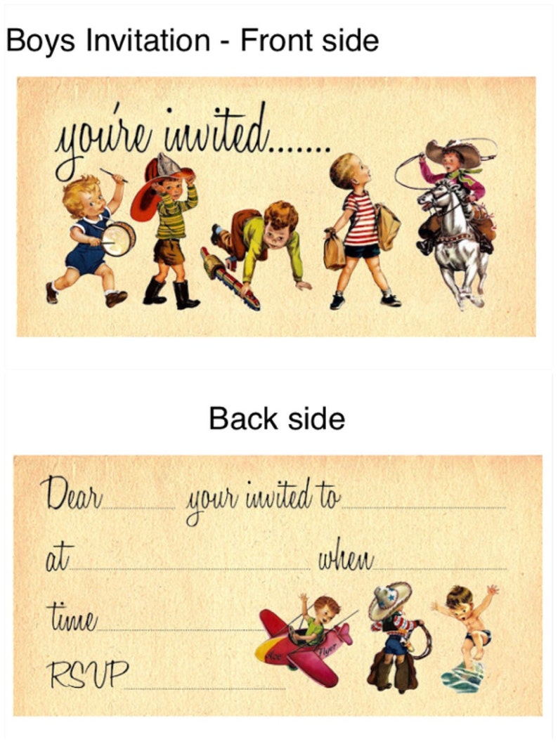 10 Pk Red Wagon Boys Vintage Retro Party Birthday Invitations - Etsy Australia