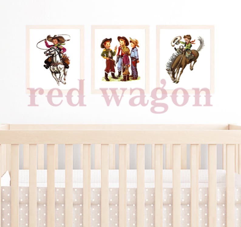 Retro Vintage Boy Cowboy Buckaroo A4 3 Print Wall Art Set - Etsy