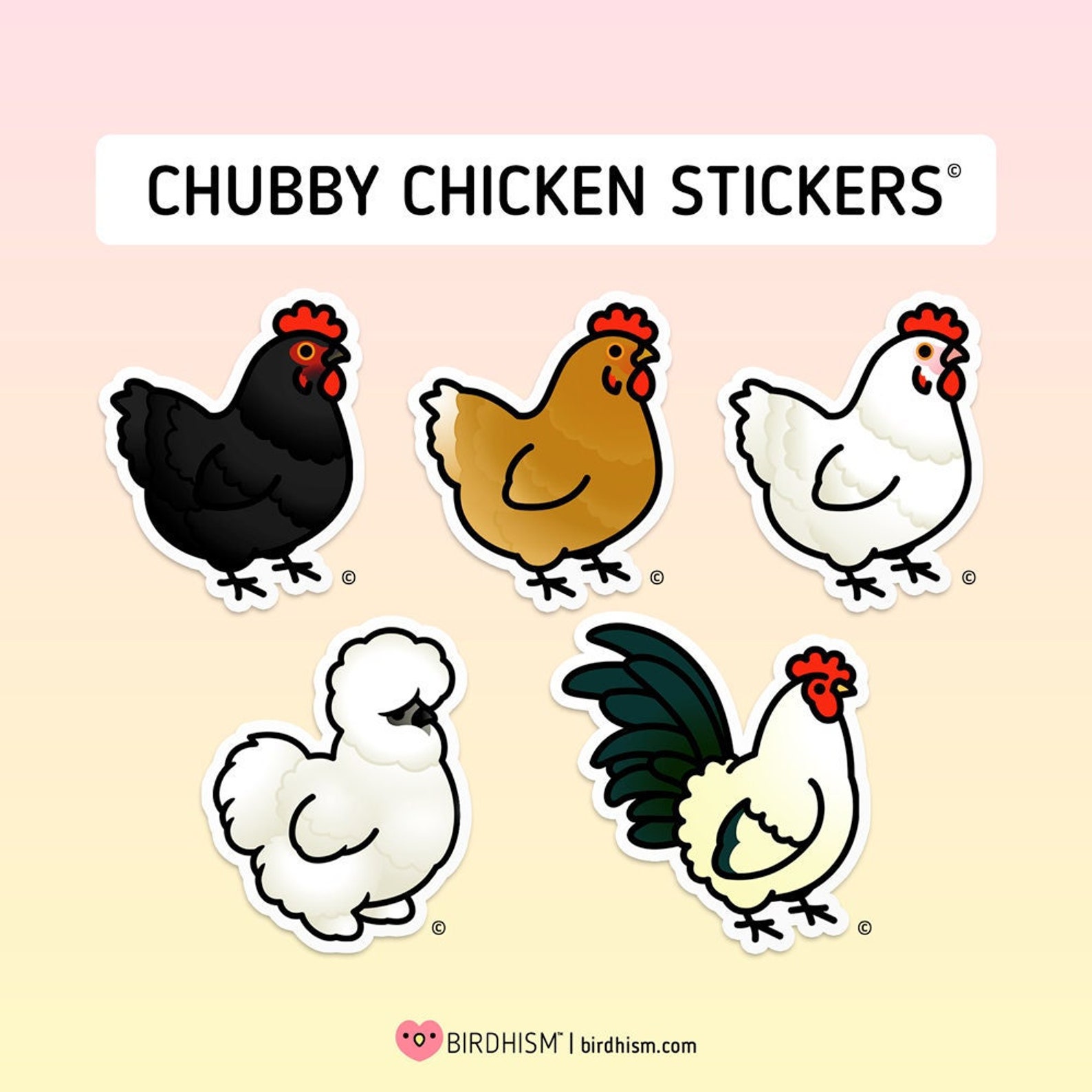 Chubby Chicken Stickers outdoor Quality - Etsy