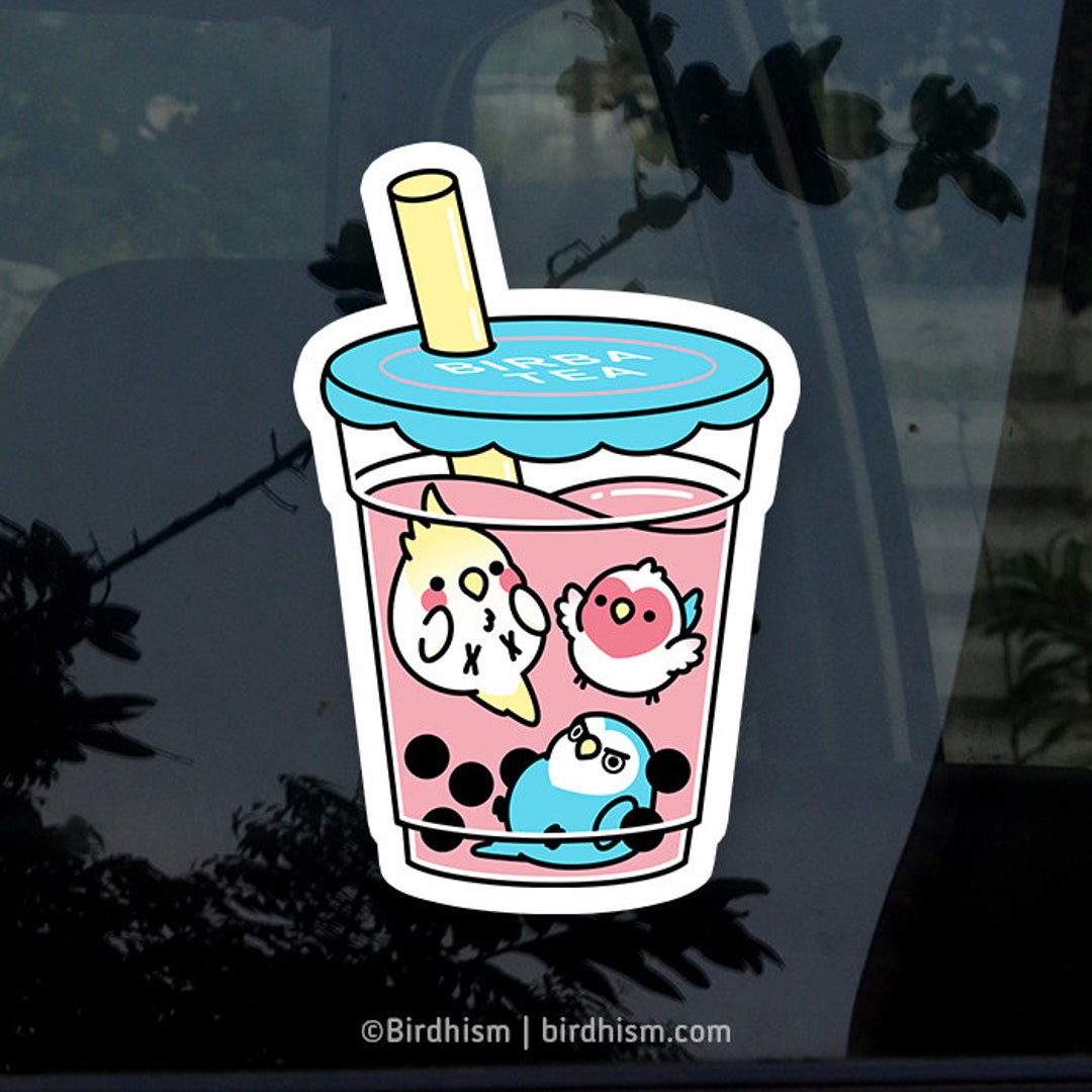 Boba Birds Bubble Tea Lovebirds & Cockatiel 3.5 Sticker outdoor Quality ...