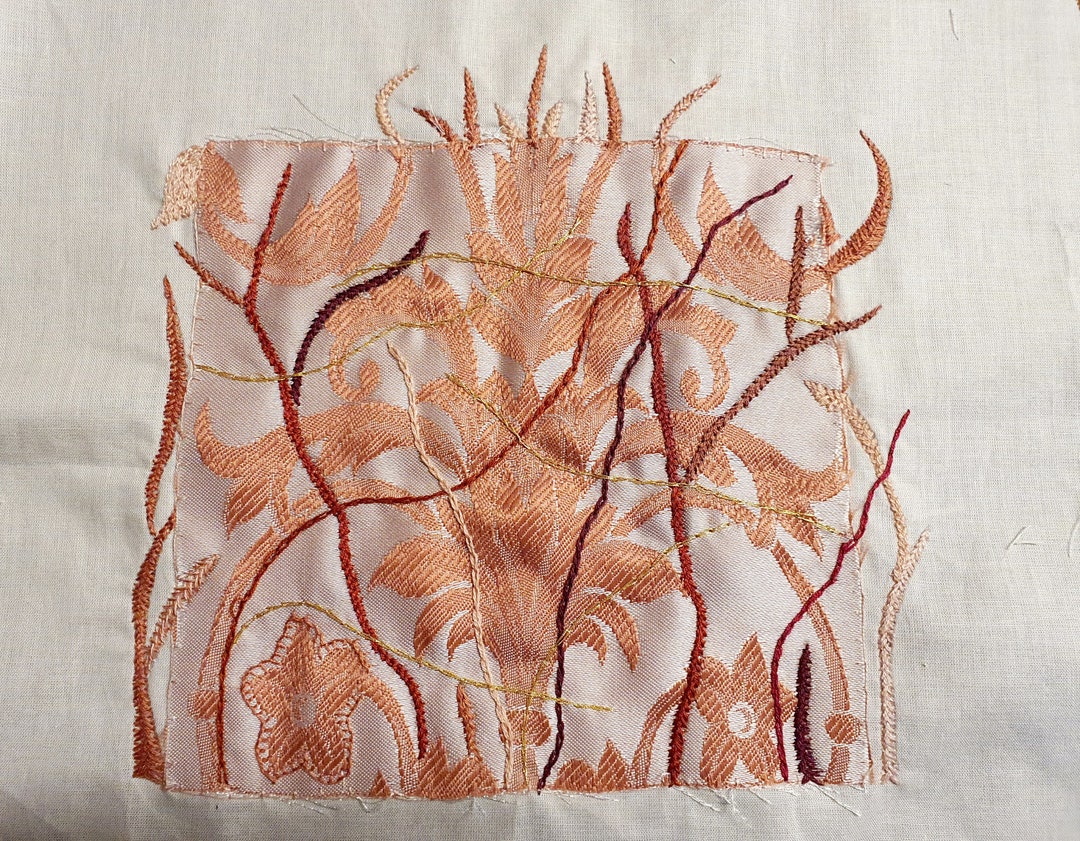 Rose Pink Abstract Hand Embroidery Mini Quilt Fiber Art - Etsy