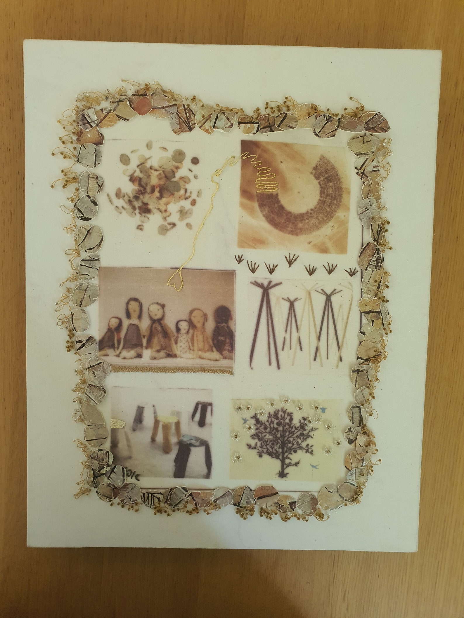 Brown Abstract Hand Embroidery Fabric Collage Art - Etsy